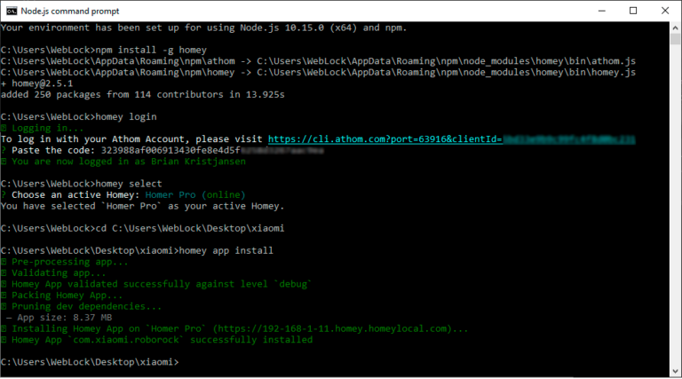 Installer custom apps via CLI/Node.js – Homey.guide